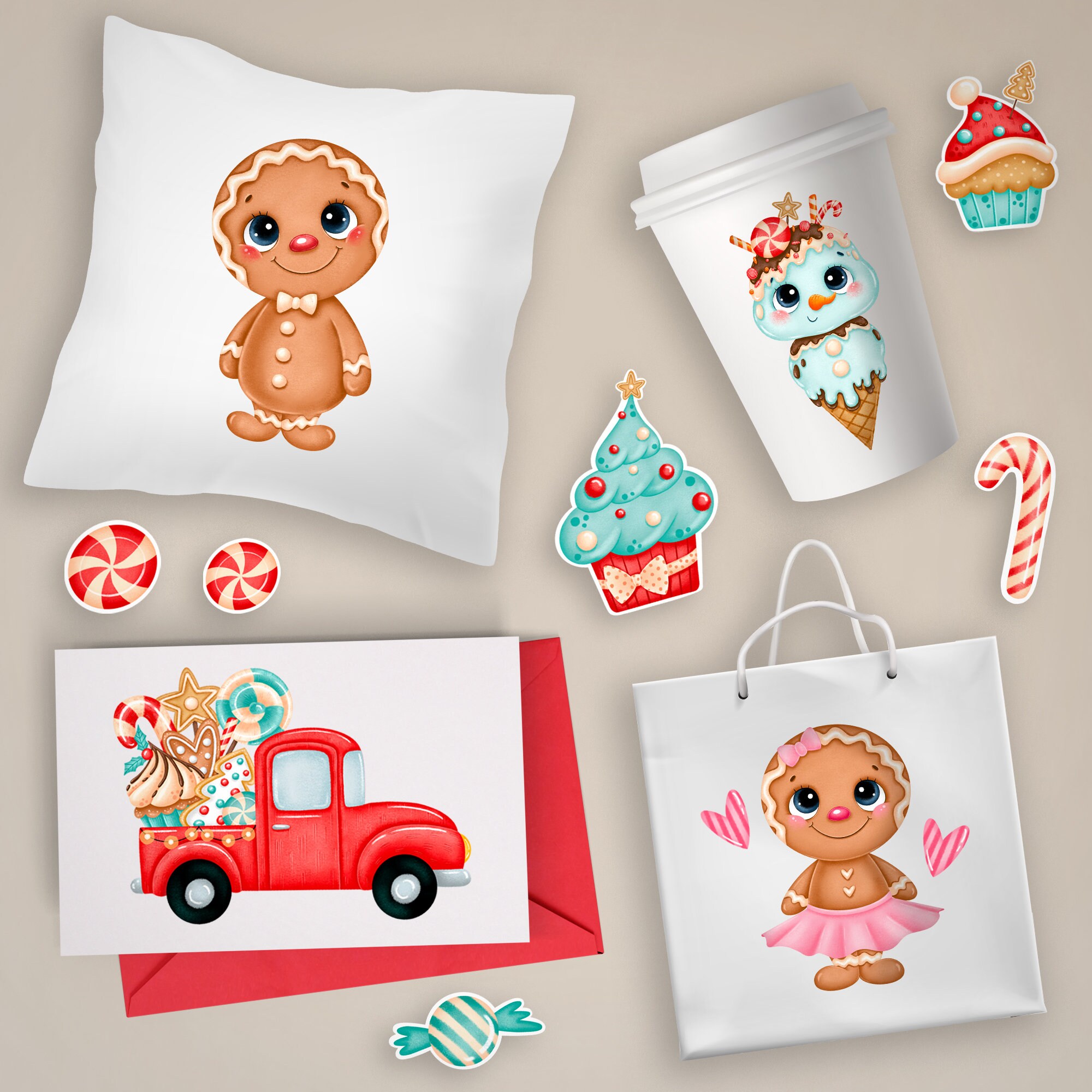 Sweet Christmas Clipart Cute Gingerbread Man Clipart Winter - Etsy UK