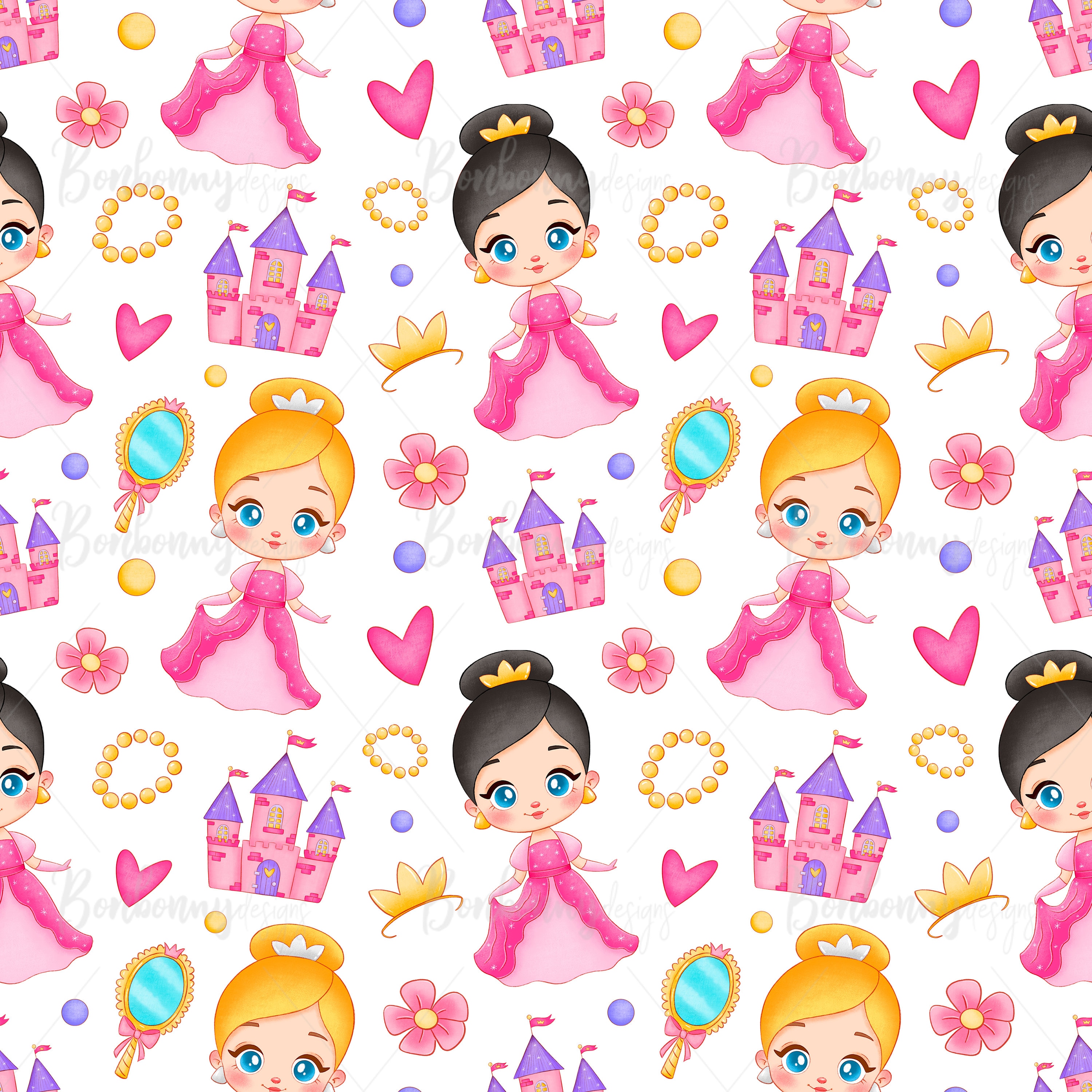 Princess Digital Paper Princess Paper Pack Princess Fabric | Etsy