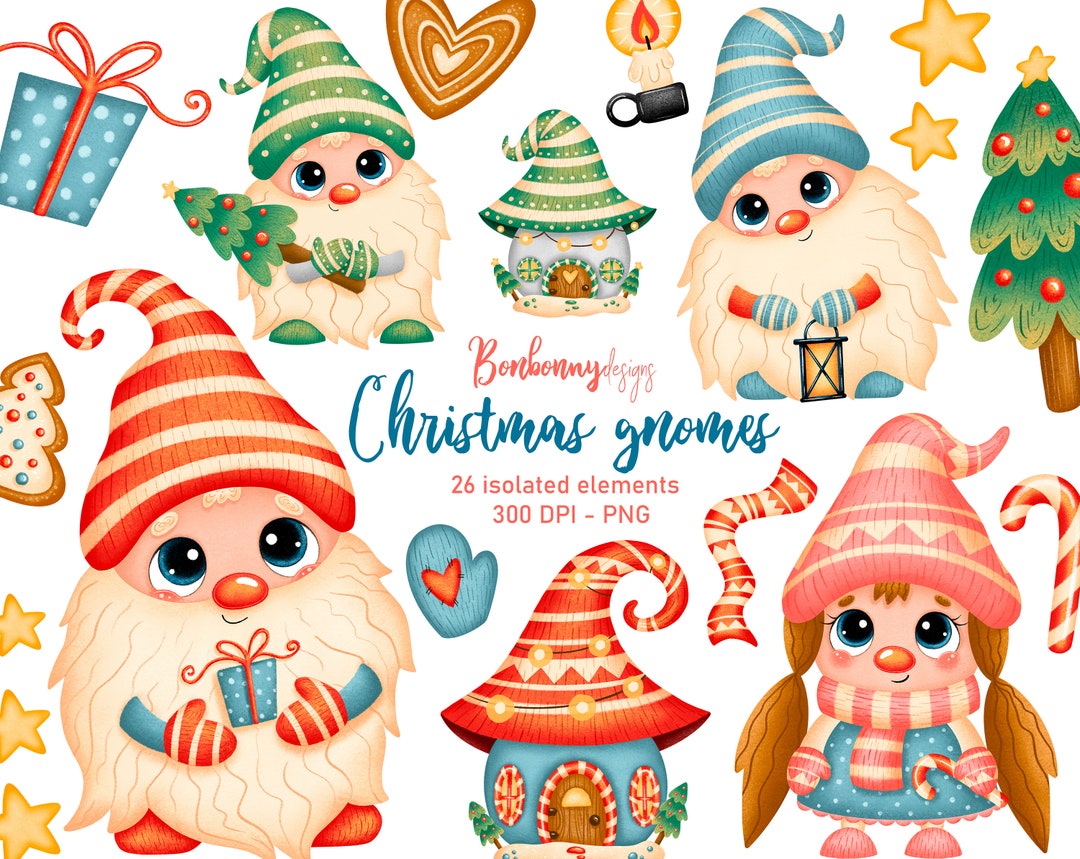 Christmas Gnomes Clipart Scandinavian Gnomes Clipart Nordic - Etsy