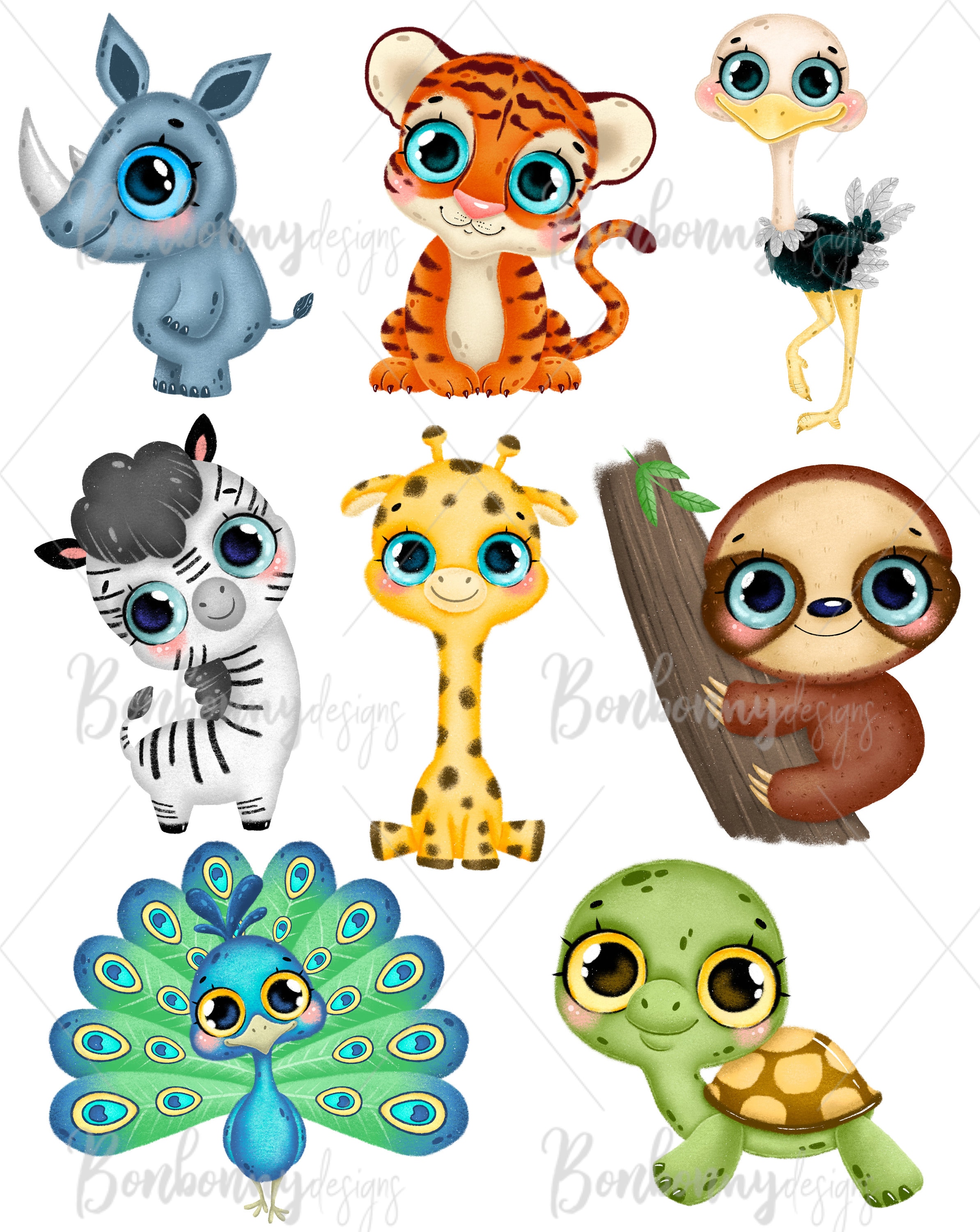 Cute Baby Animals With Big Eyes Cartoon