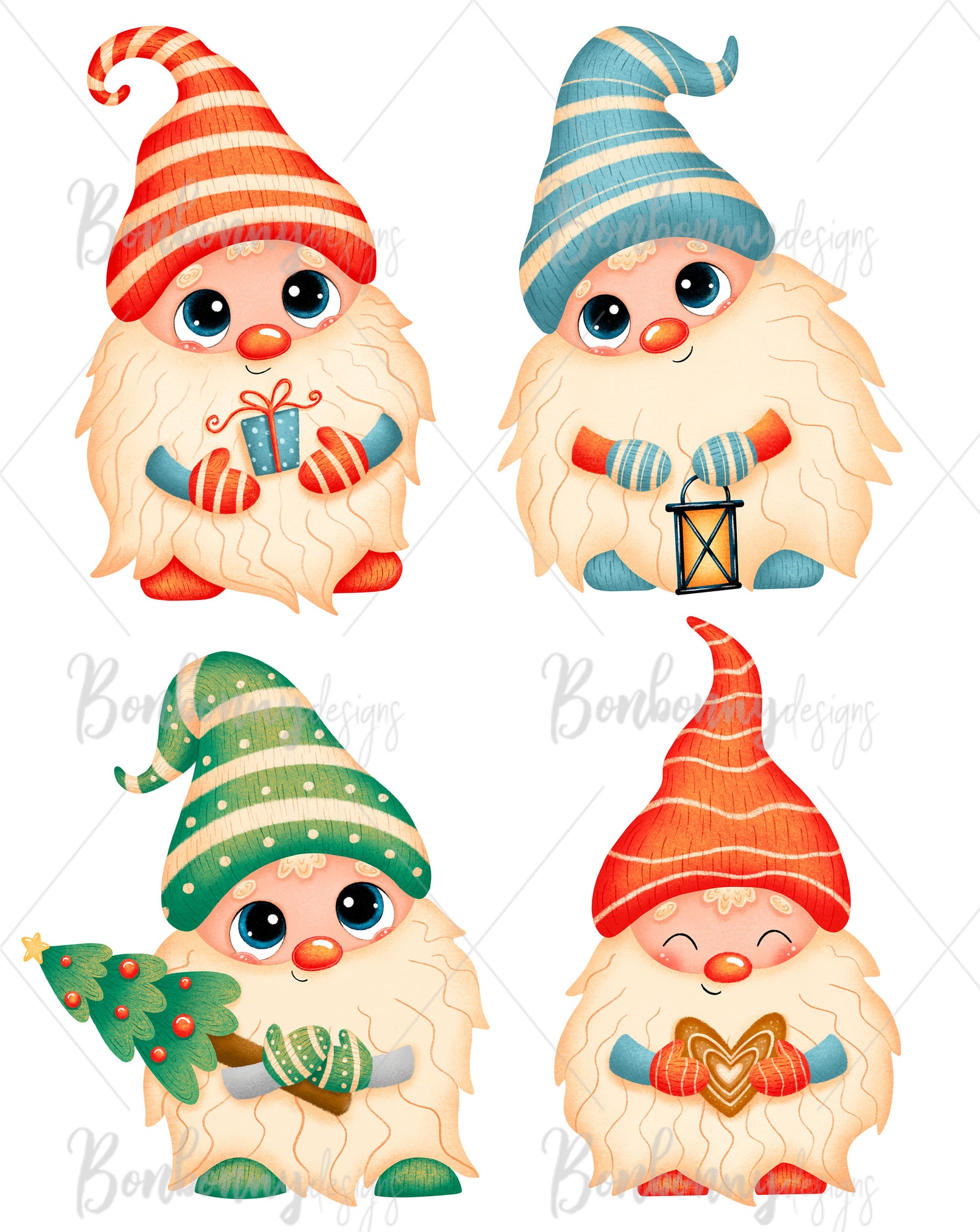 Christmas Gnomes Clipart Scandinavian Gnomes Clipart Nordic | Etsy
