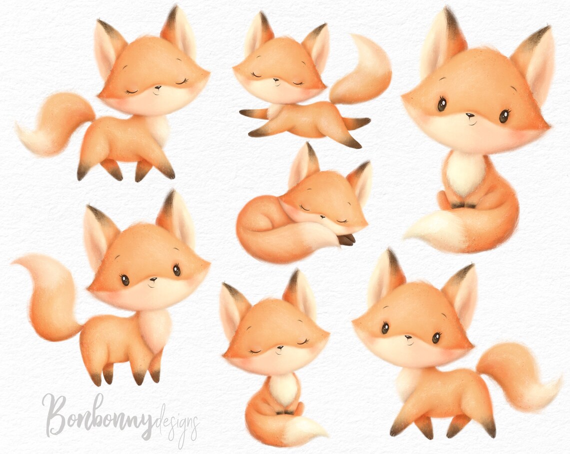 Cute Fox Clipart Forest Animals Clipart Baby Animals | Etsy