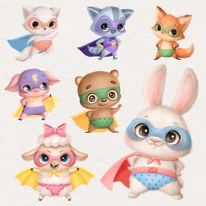 Cute Superheroes Animals Clipart, Forest Animals Clipart, Farm Animals ...
