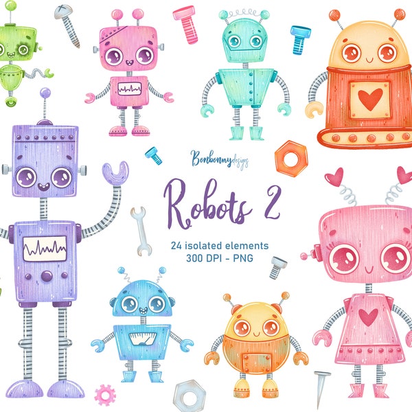 Robot Clipart - Etsy