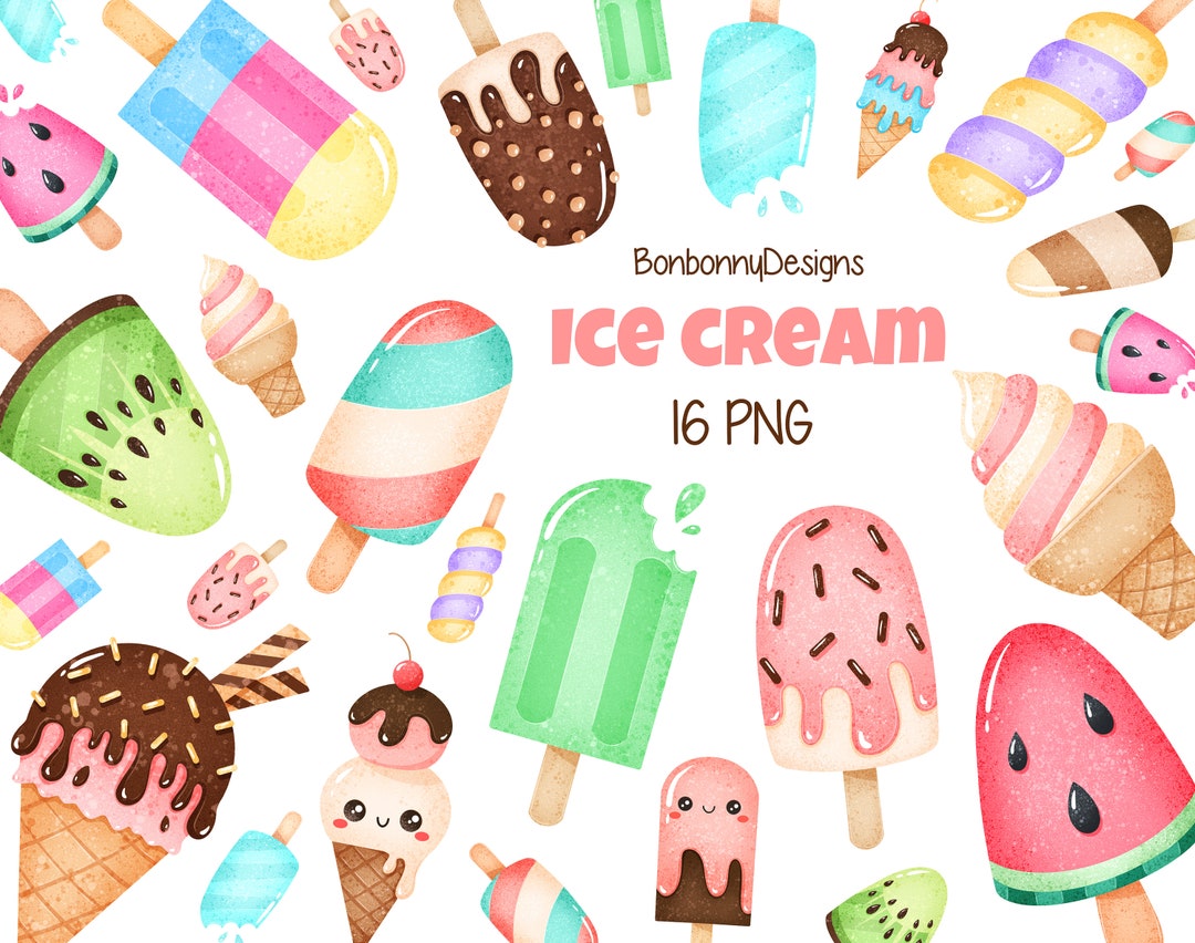 Cute Ice Cream Clipart Popsicles Dessert Summer Treats - Etsy
