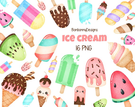 Cute Ice Cream Clipart Popsicles Dessert Summer Treats - Etsy