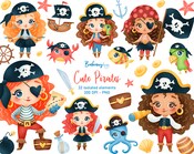 Little Pirates Watercolor Clipart, Pirate Animals Clipart, PNG & JPG ...