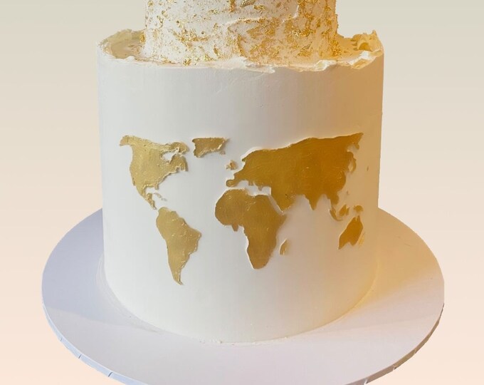 World Map Cake Stencil Buttercream Cakes Celebration Cakes - Etsy