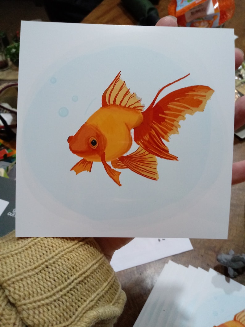 Goldie the Goldfish Digital Painting of Goldfish Art Print - Etsy
