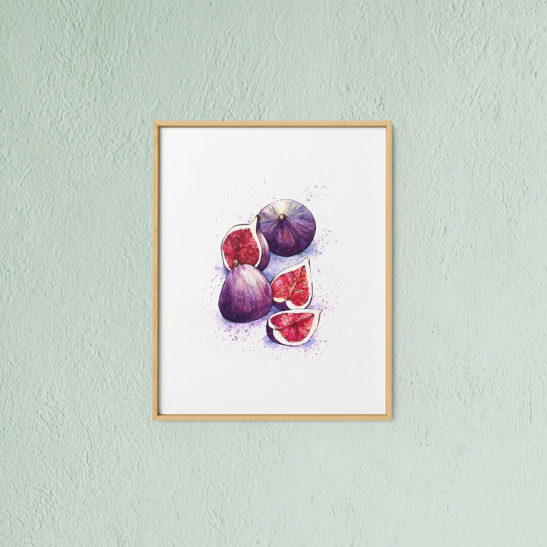 Fig Watercolor Art Print, Kitchen Wall Art Home Decor, Fig Fruit Food ...