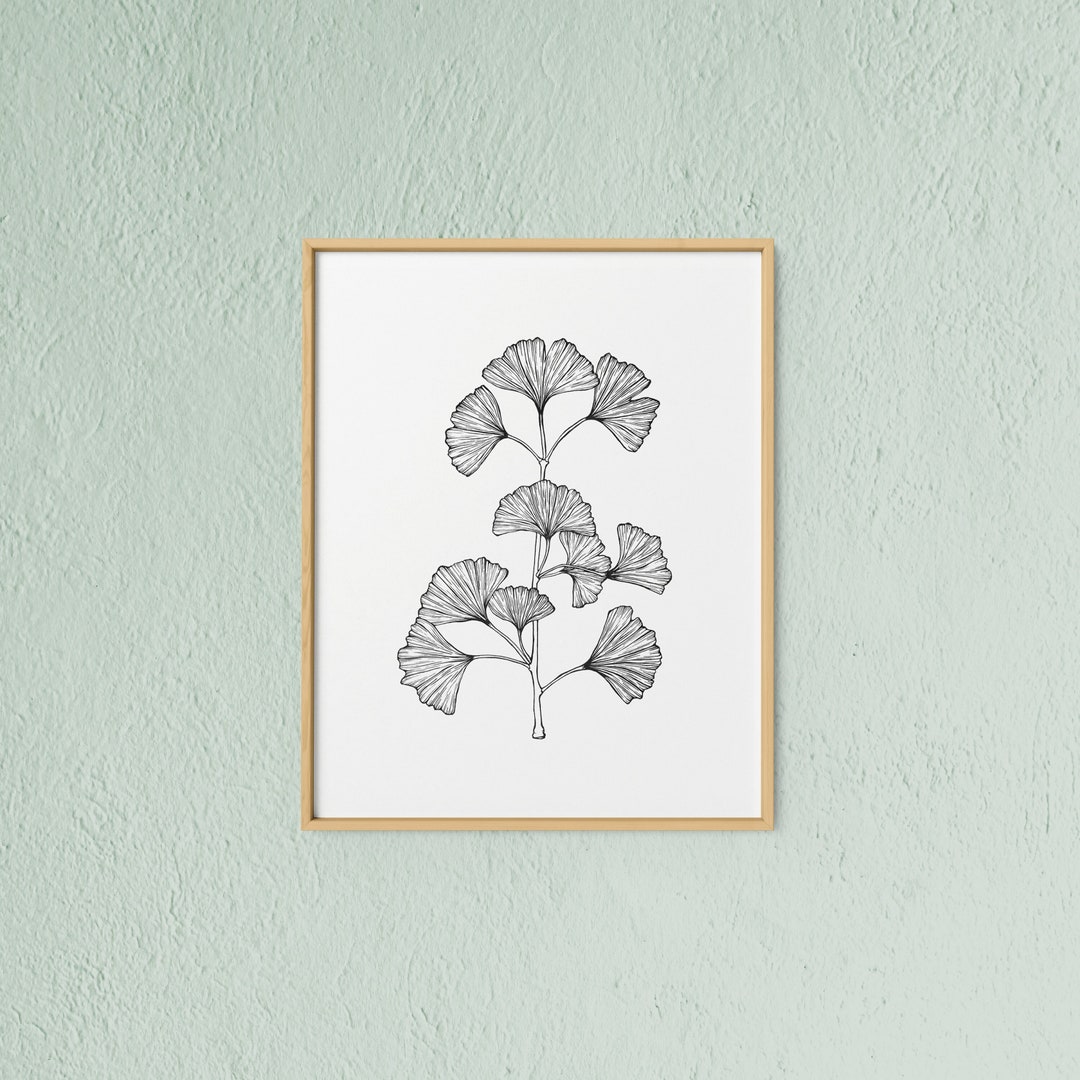 Gingko Leaves Art Print, Wall Art Home Decor, Ginkgo Leaves Art ...