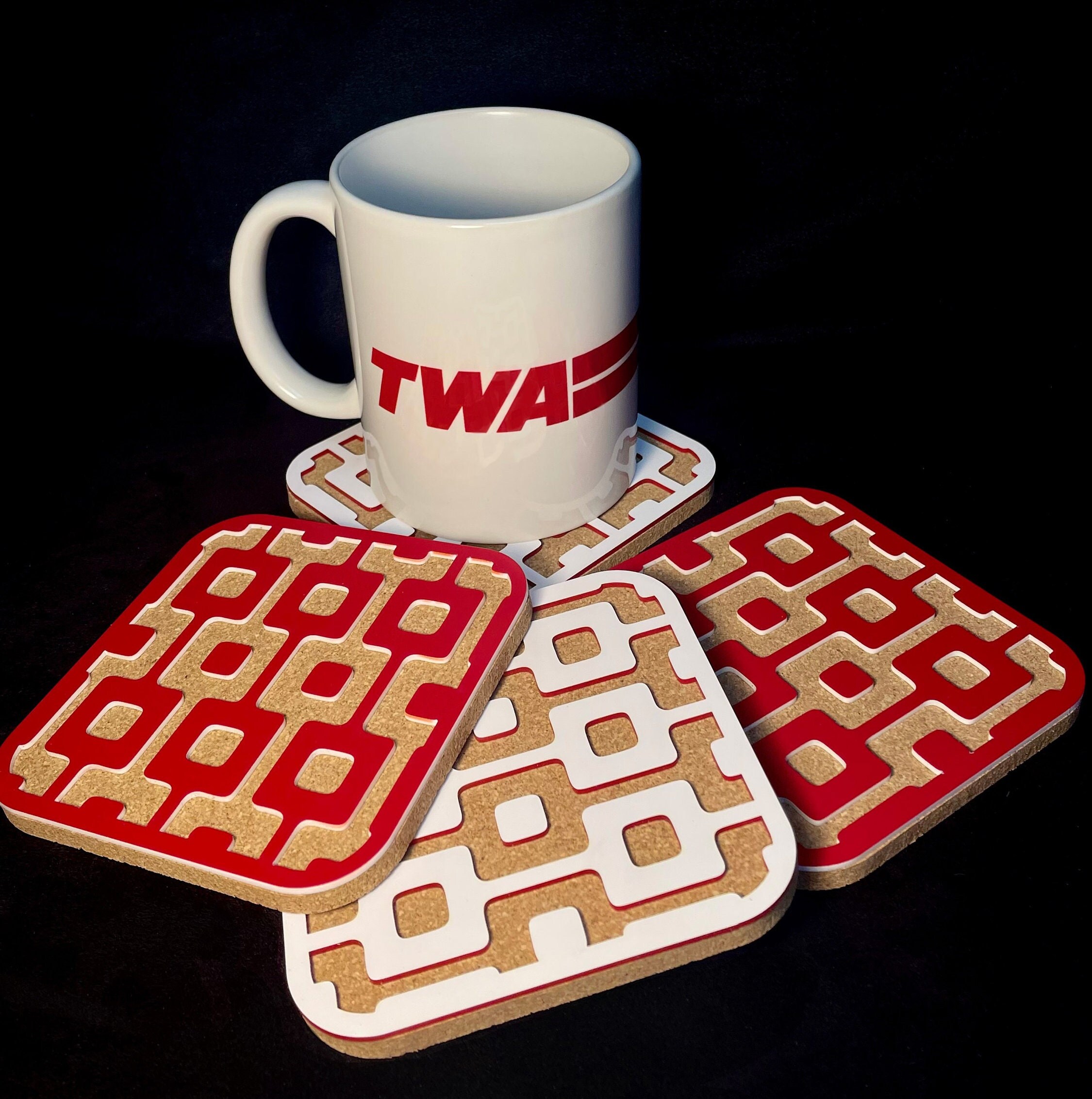 Midcentury Inspired Acrylic and Cork Layered Coasters - Set of 4 - Etsy