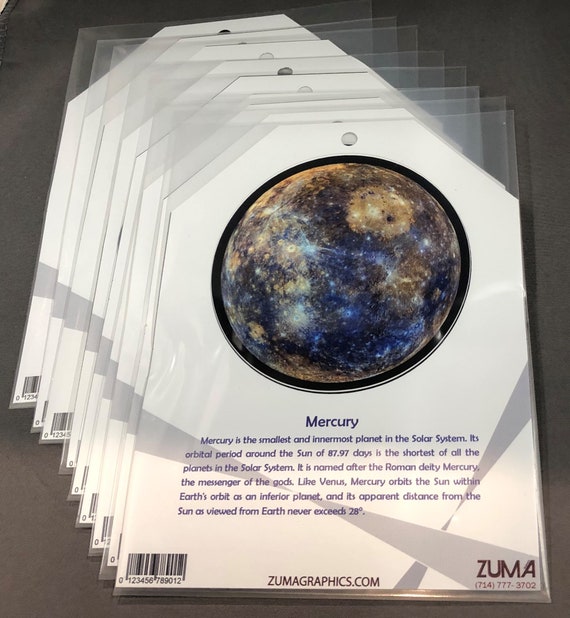 Solar System 9 Planet Sticker Decals on Informational Cards | Etsy
