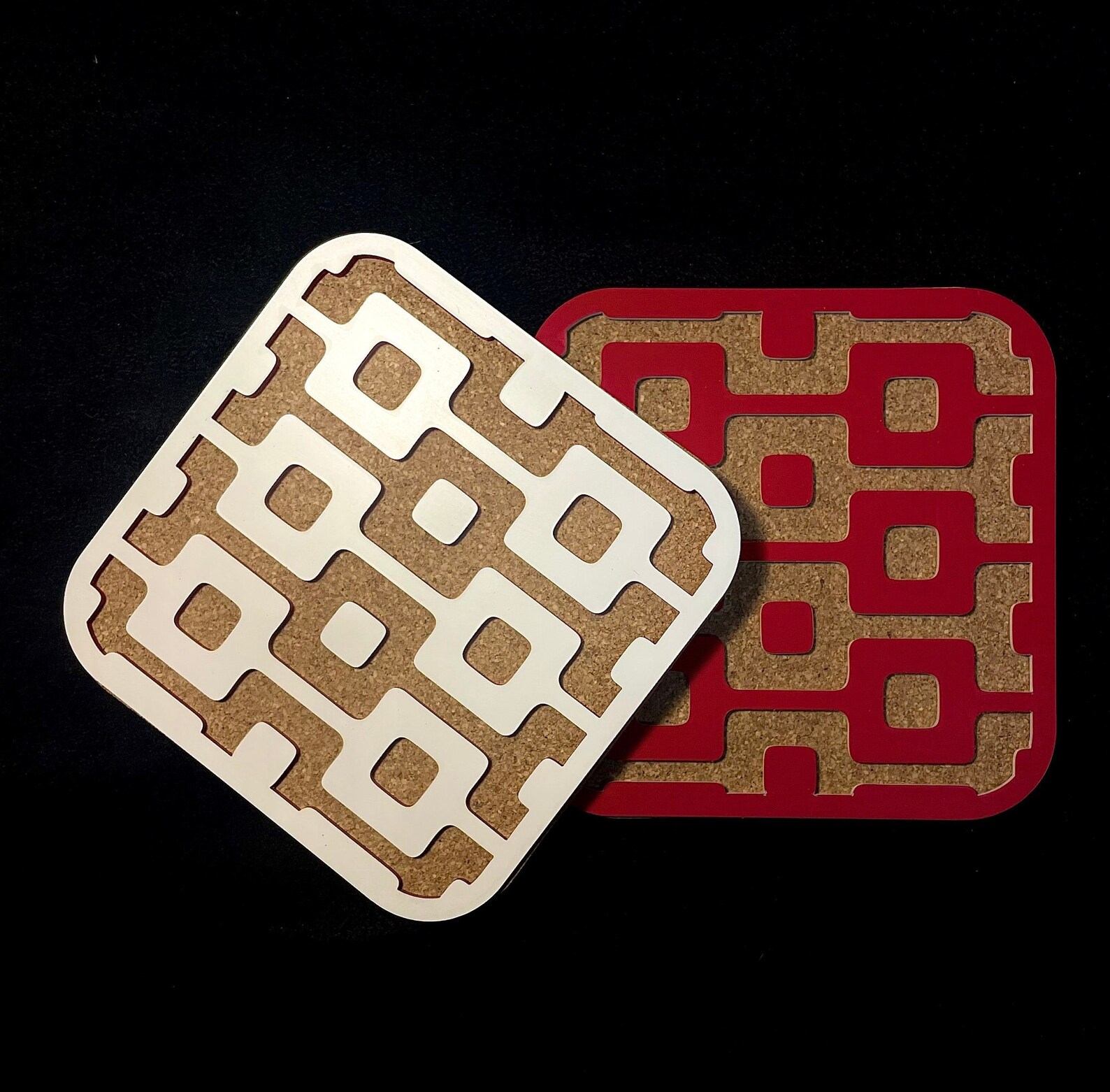 Midcentury Inspired Acrylic and Cork Layered Coasters - Set of 4 - Etsy