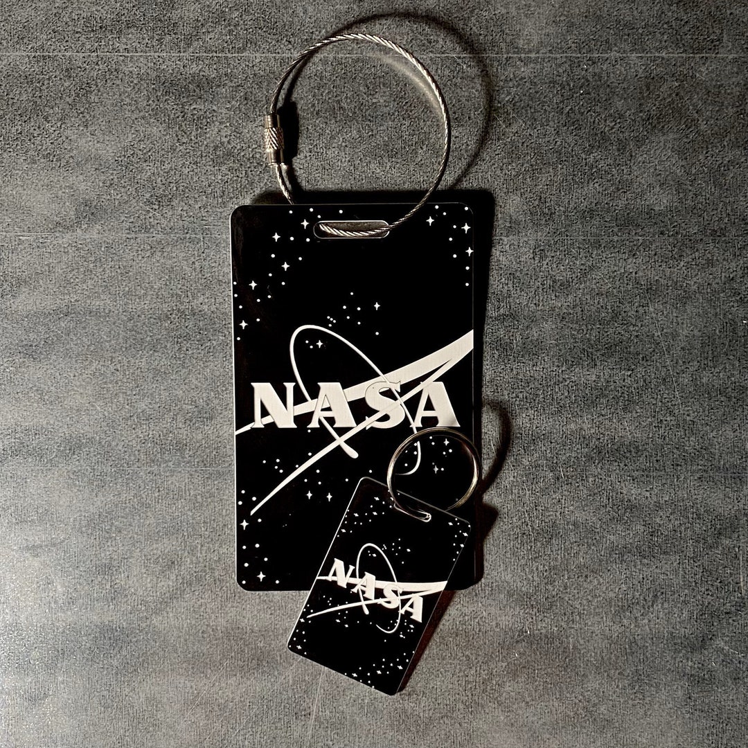 Nasa Logo Luggage Tag & Keychain Bundle/ Black and White Mini Keychain ...