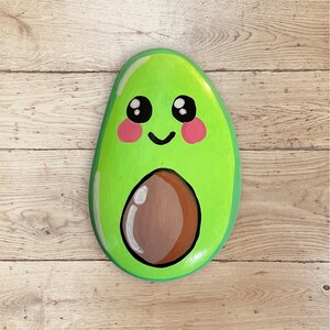 Cute Avocado Painted Rock, Painted Stone, Gift, Handmade, Rock Art ...
