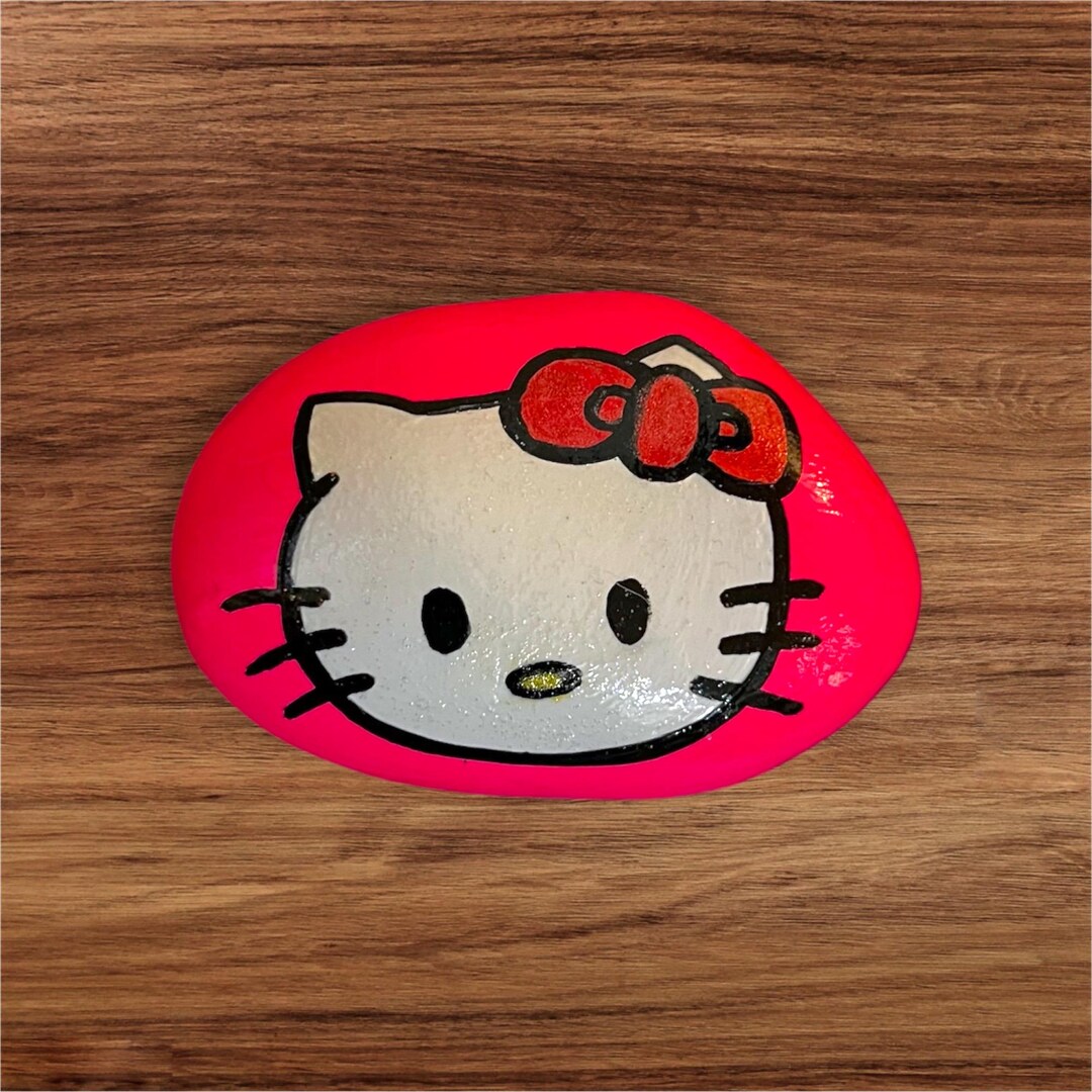 Hello Kitty Painted Rock, Painted Stone, Gift, Handmade, Rock Art ...