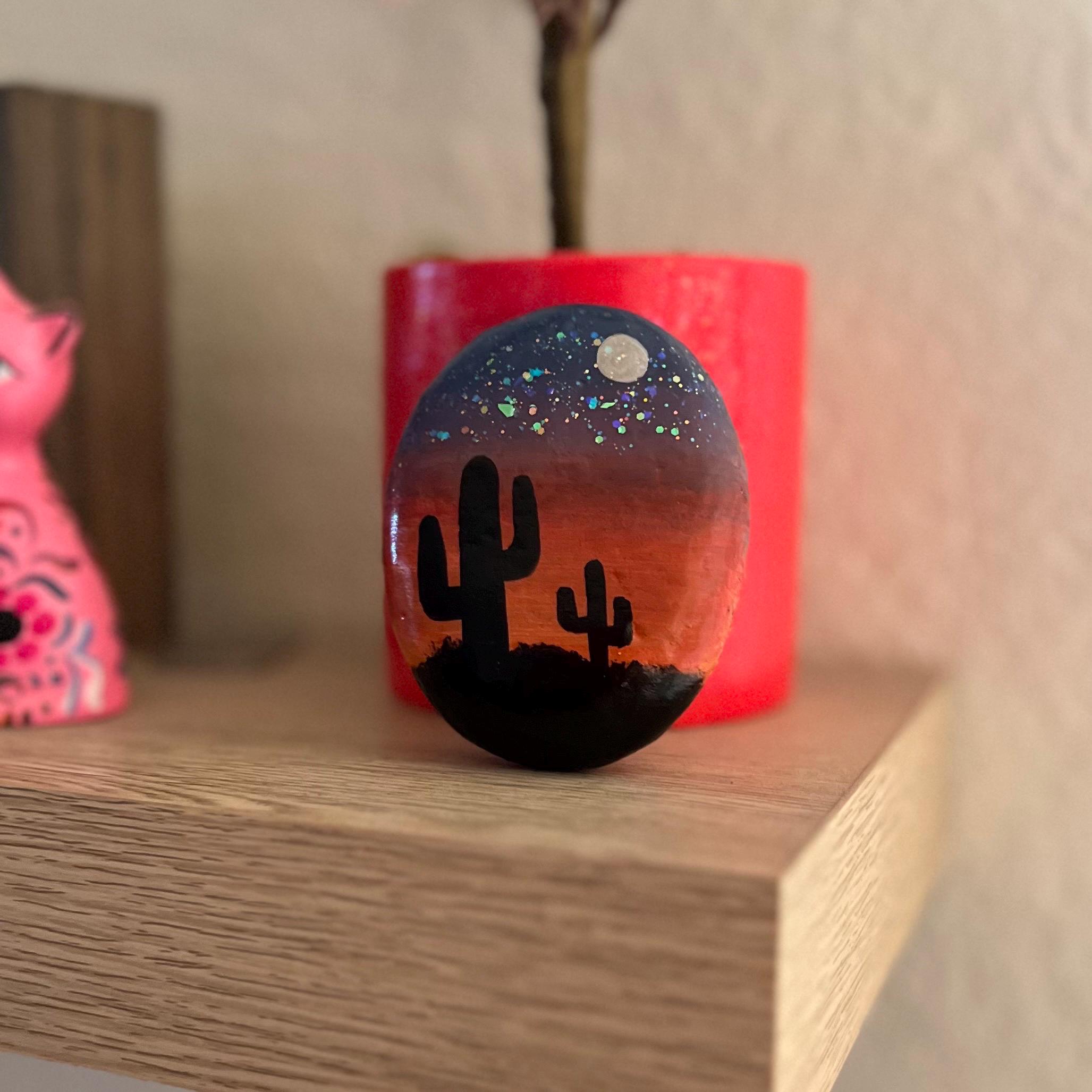 Desert Painted Rock, Painted Stone, Gift, Handmade, Rock Art, Garden ...