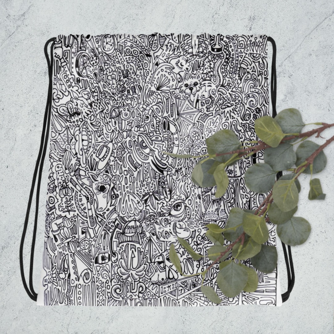 Doodle Art Drawstring Bag - Etsy