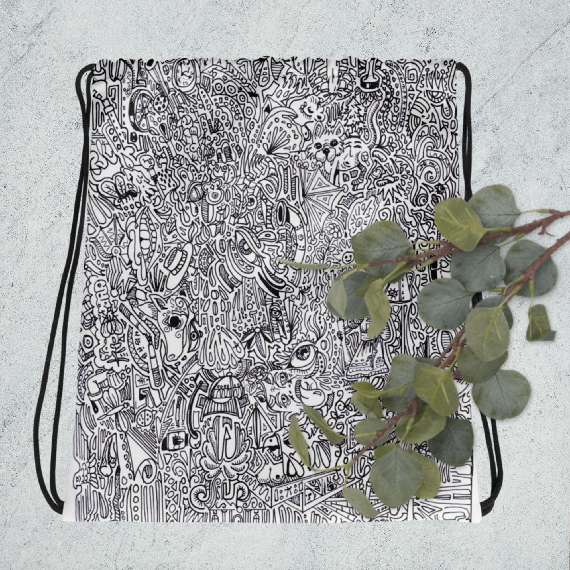 Doodle Art Drawstring Bag - Etsy