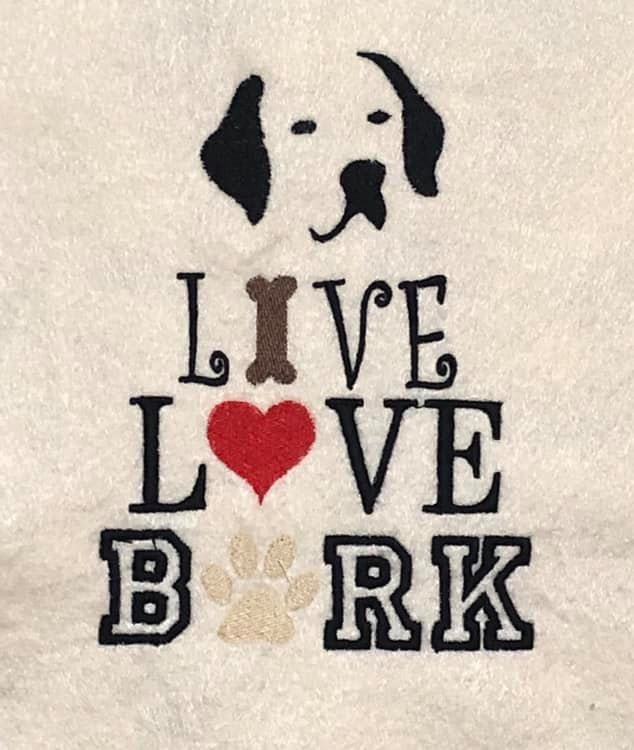 Live Love Bark Saying Embroidery Digital Design File 5x7 Paw Print Dog ...