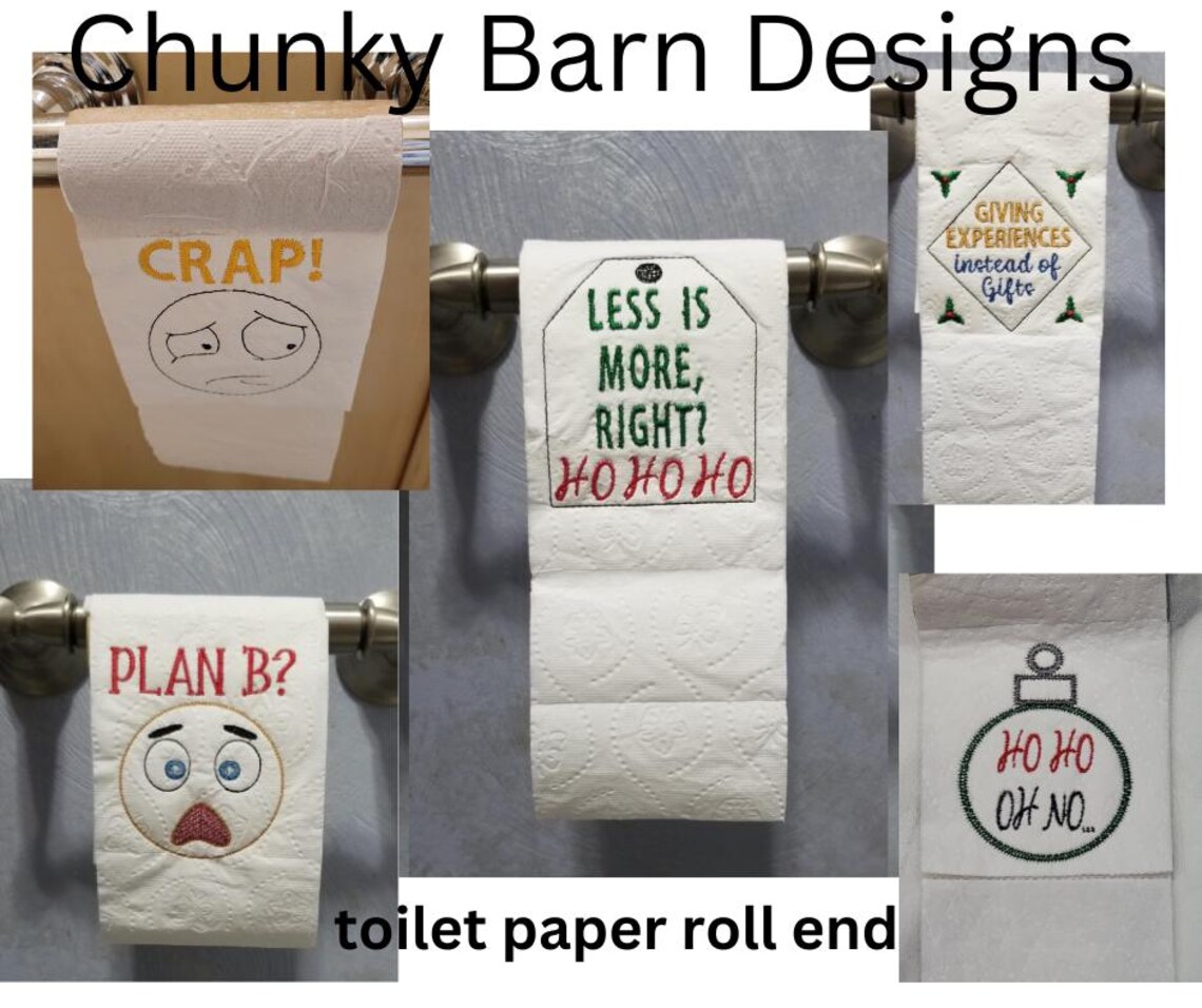 5 Different, Toilet Paper End, Digital File, Embroidery Design, 4x4 ...
