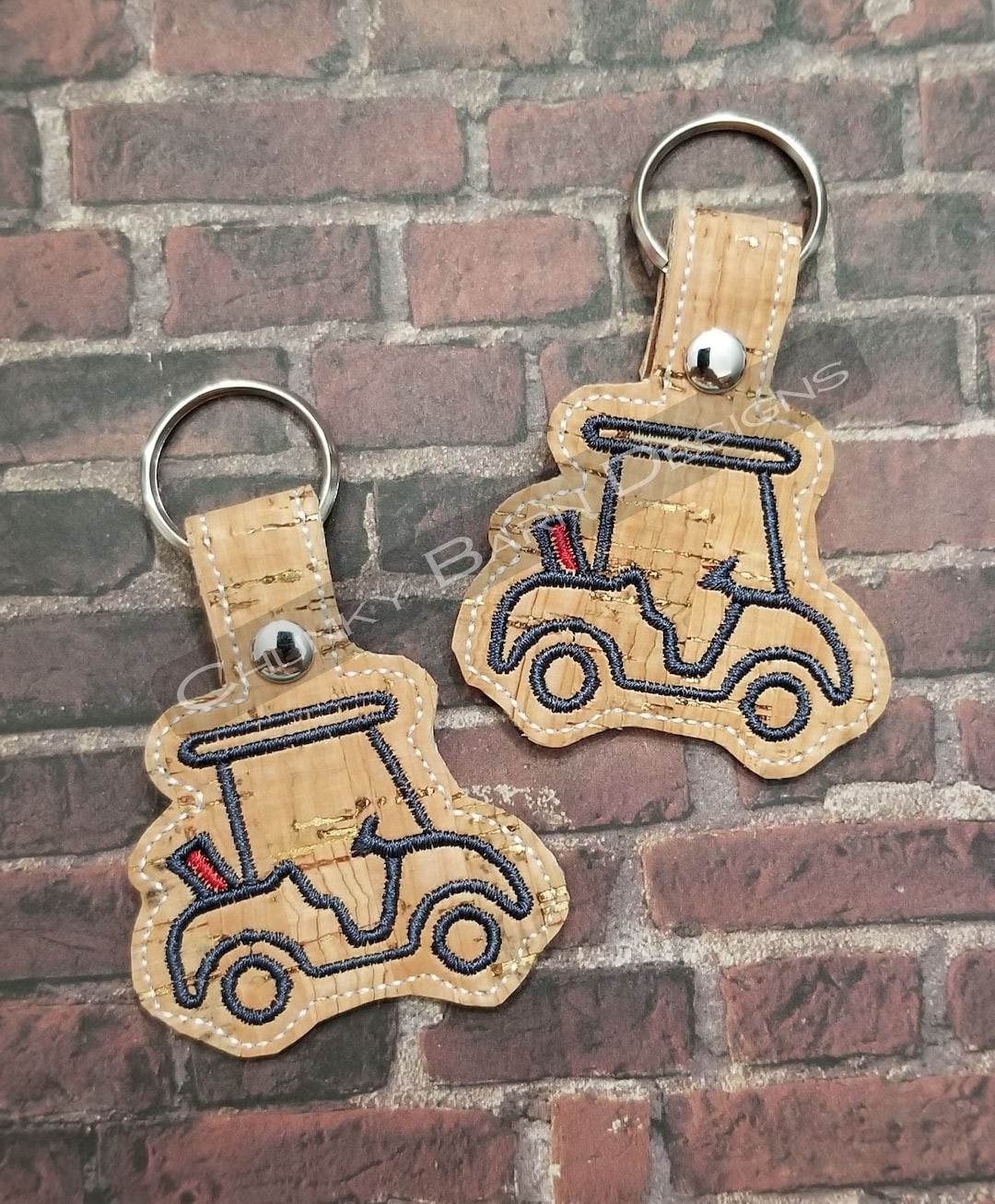 Golf Cart Digital Embroidery Design File Key Fob Chain Qty of 2 in a ...