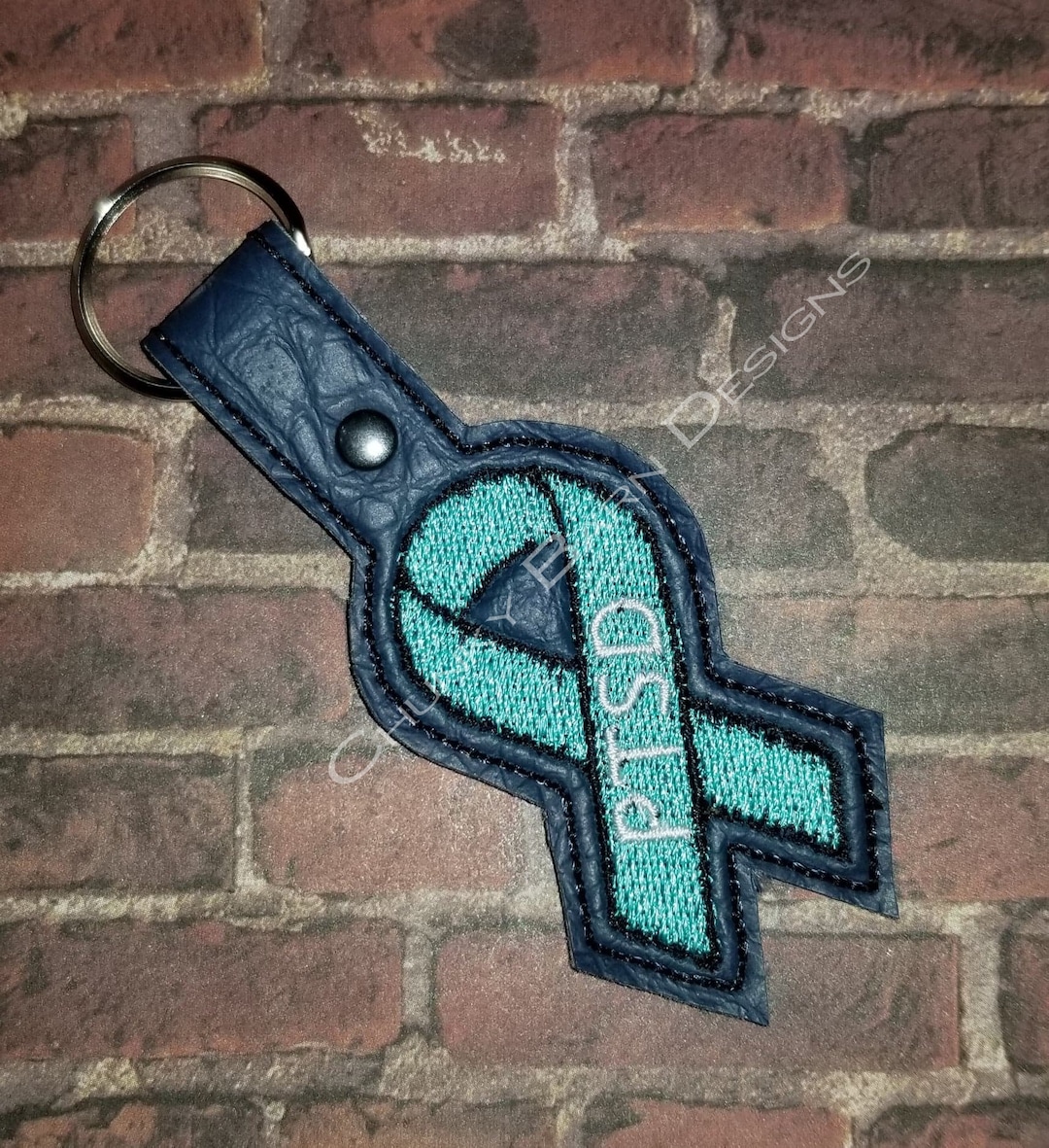 PTSD Awareness Ribbon Key Fob Chain Embroidery Digital Design File - Etsy