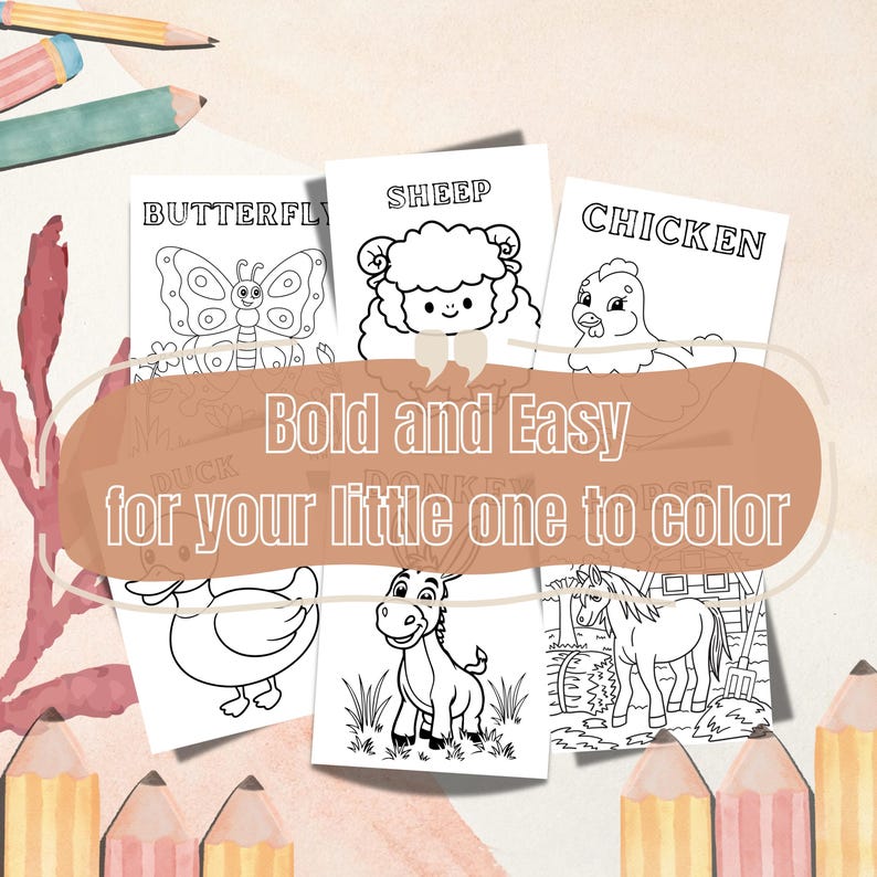 Digital Download Kids Coloring Pages - Animals - 70 Pages - Printable ...