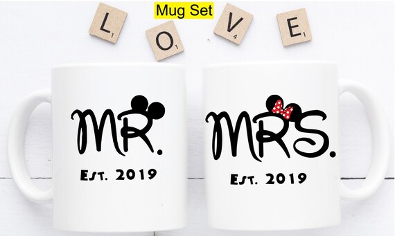 Mr and Mrs Disney Established Mug Set couple wedding mug set | Etsy