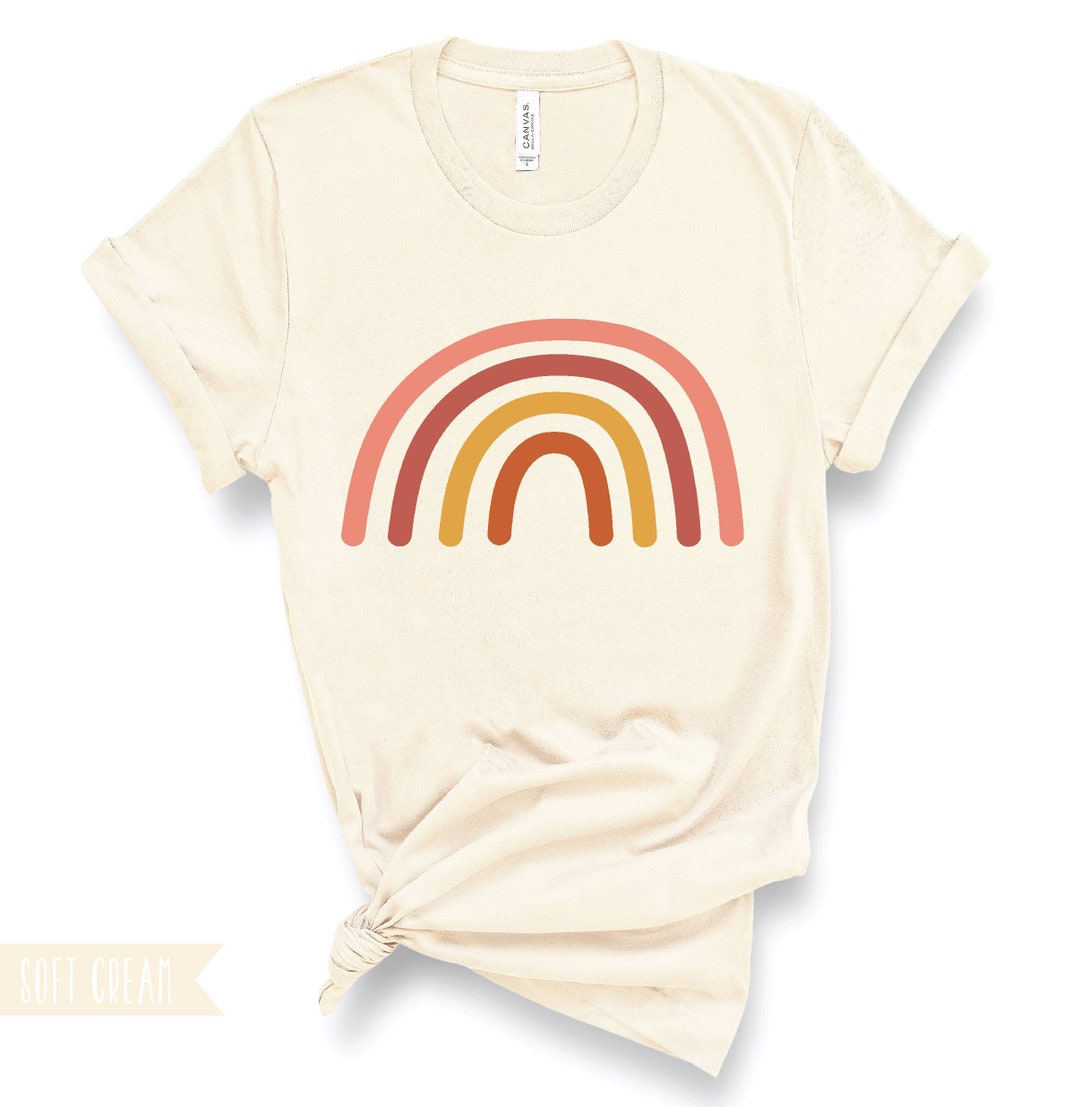 Rainbow Tee, Abstract Rainbow T Shirt, Neutral Rainbow, Terracota Print ...