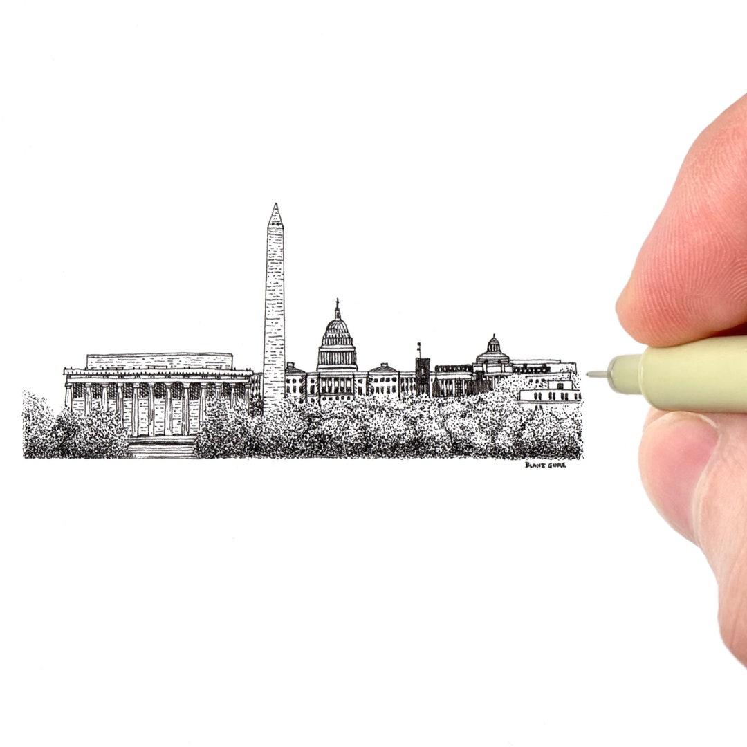 Washington DC Skyline Art Print | United States Capital Illustration ...