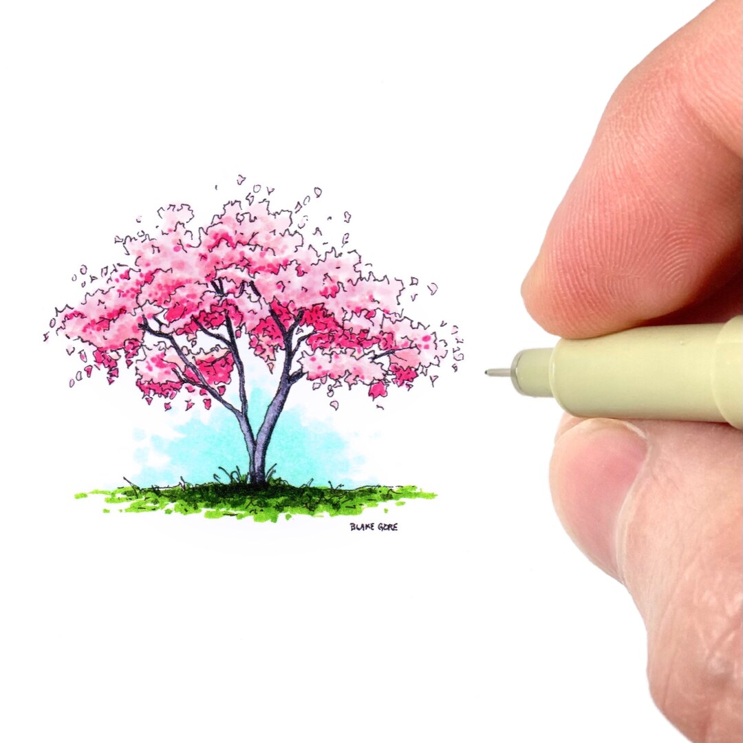 Cherry Tree Art Print | Botanical Drawing | Cherry Tree Illustration ...