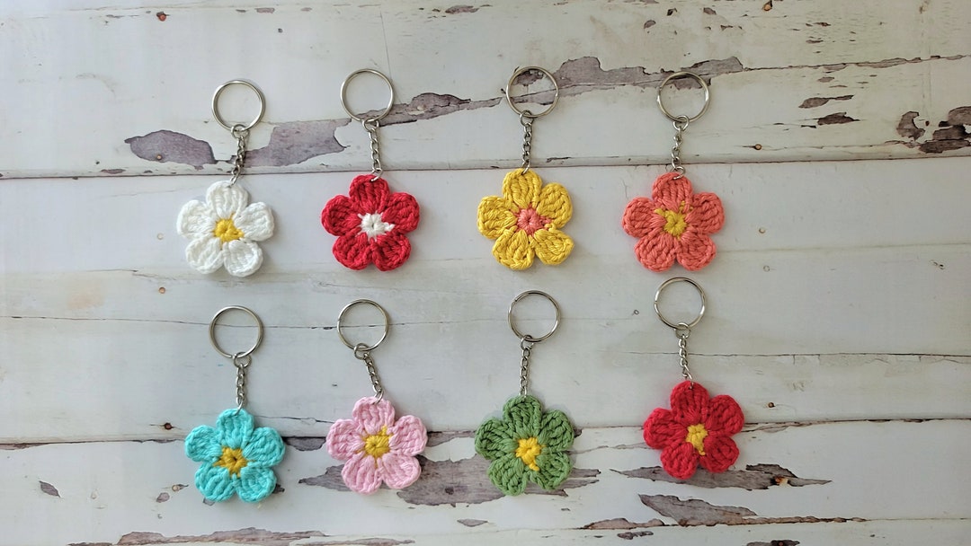 Crochet Flower Key Holder/daisy Key Chain/flower Keyring - Etsy