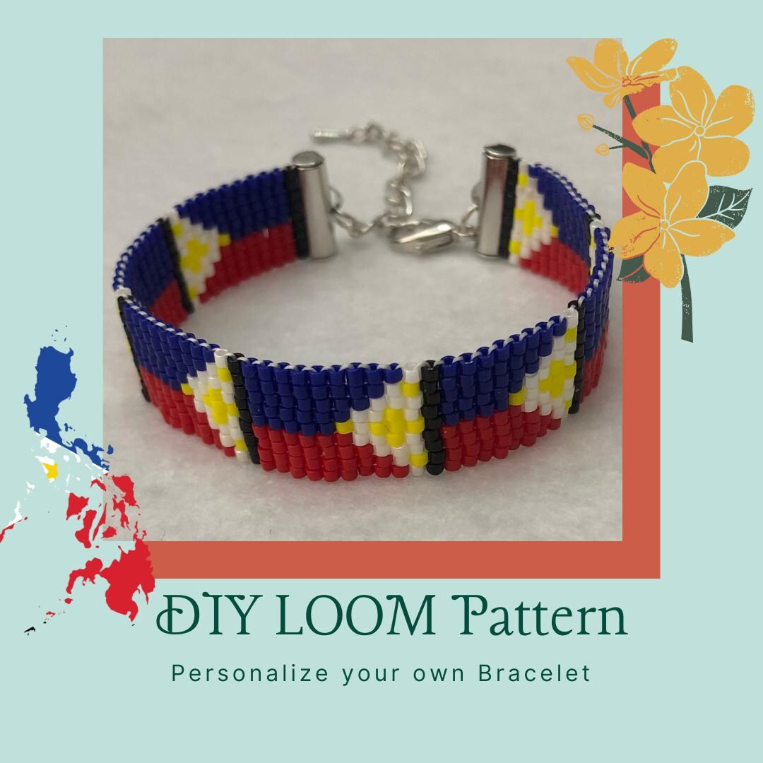Loom PDF Pattern Bracelet Philippines Flag Design DIY Jewellery - Etsy