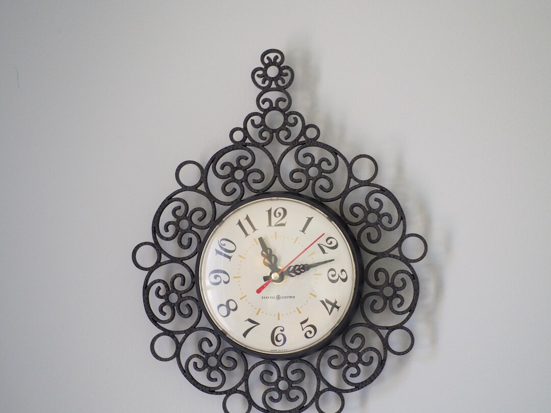 General Electric Telechron Vintage 1950's Ornate Scroll Wall Clock ...