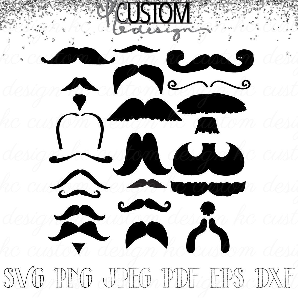 Mustache Mania 20 Pack SVG Cute Mustache SVG Pack Instant - Etsy