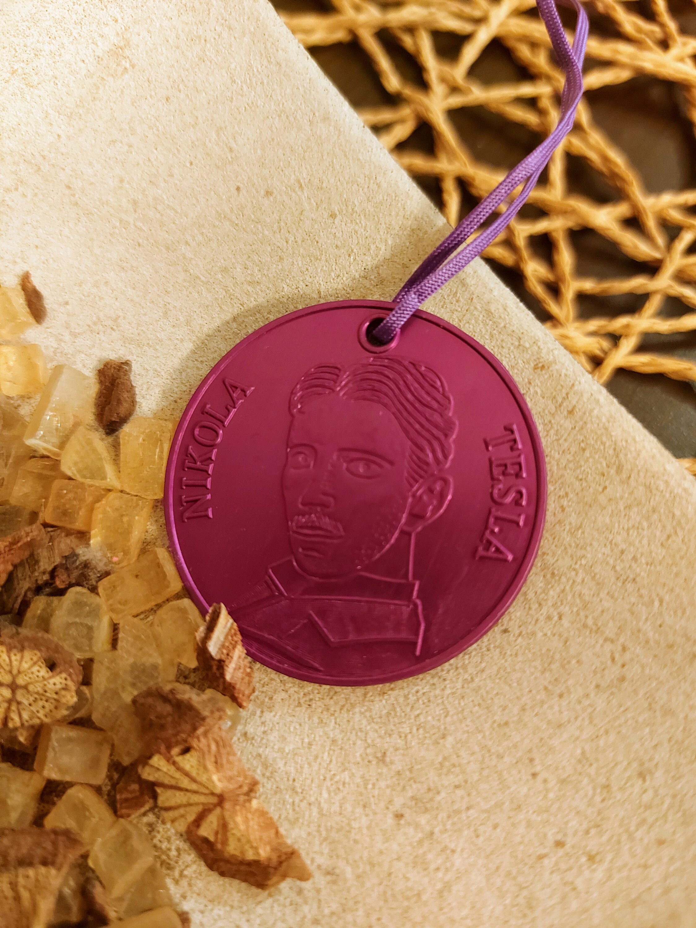 Original Nikola Tesla Purple Plate Disk Necklace - Dimension R=3cm - Etsy