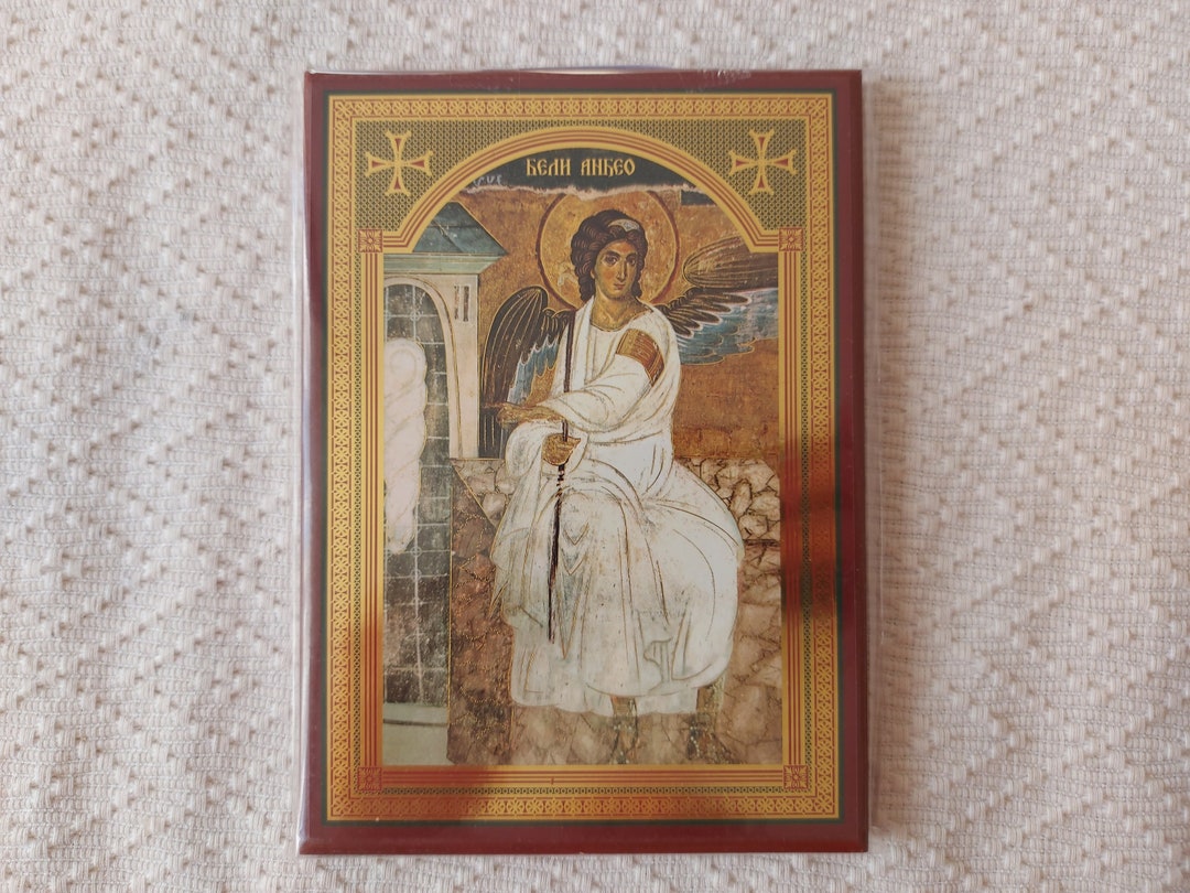 Handmade Serbian Orthodox Icon: White Angel on Wood (17 X 12 Cm) - Etsy