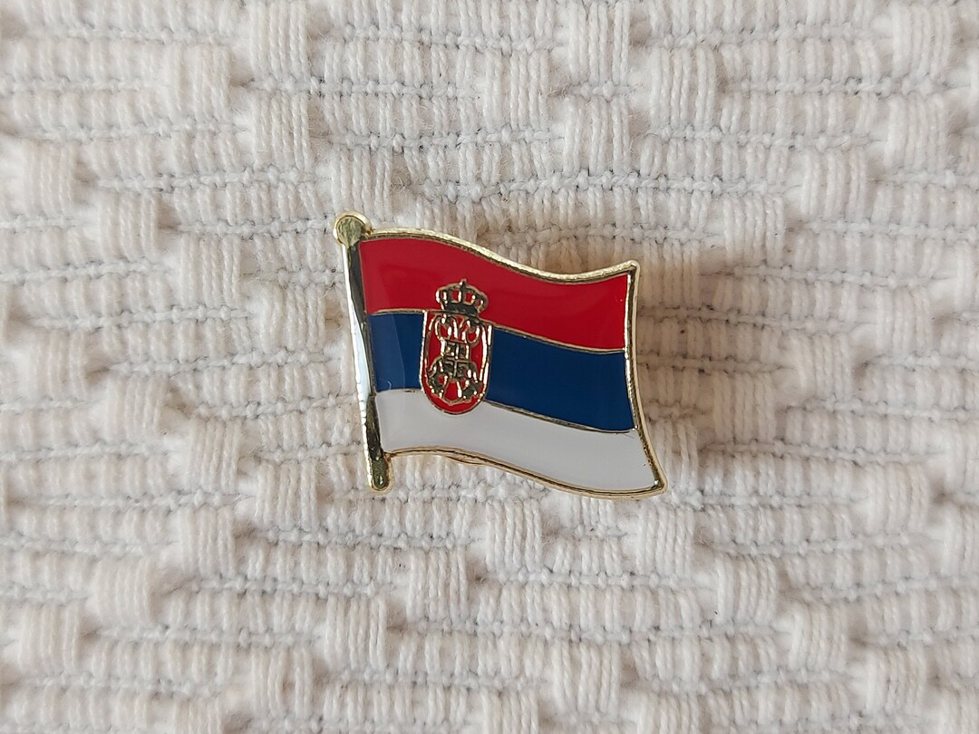Serbian Wavy Flag Pin Badge - Etsy