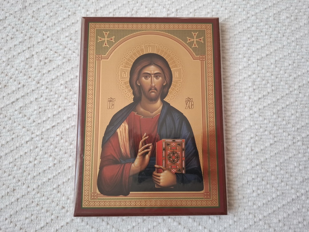 Handmade Serbian Orthodox Icon of Jesus Christ 18 Cm X 13 Cm (7.1 Inch ...