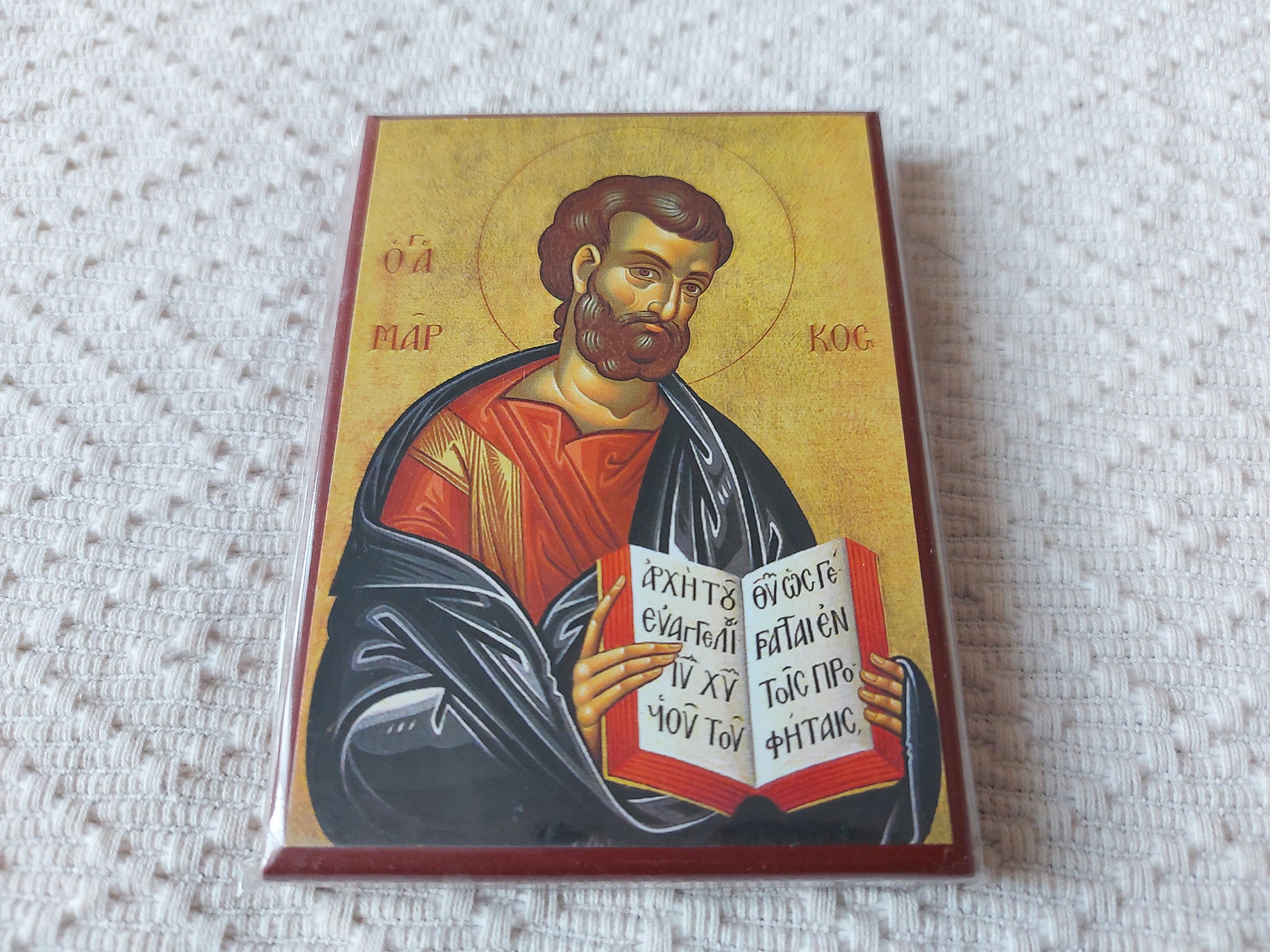 Handmade Serbian Orthodox Icon of Saint Mark the Evangelist 10.5cm X 7 ...