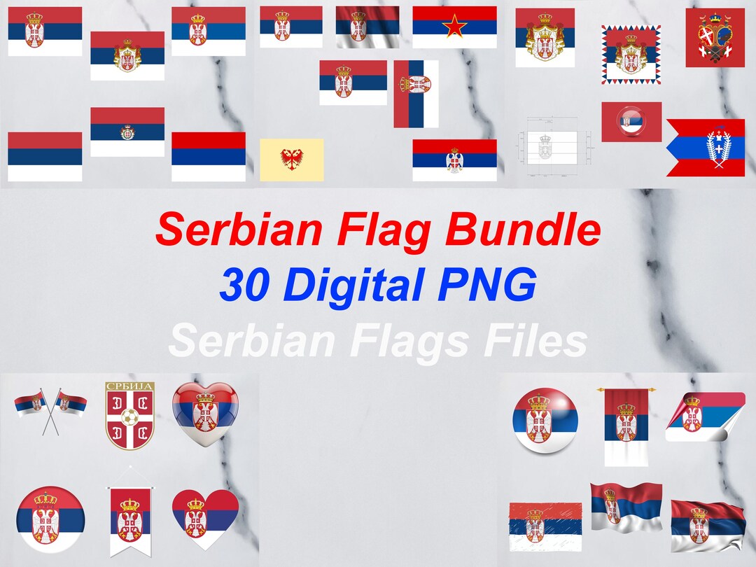 Serbian Flag Bundle: 30 Digital PNG Serbian Flags Files - Etsy