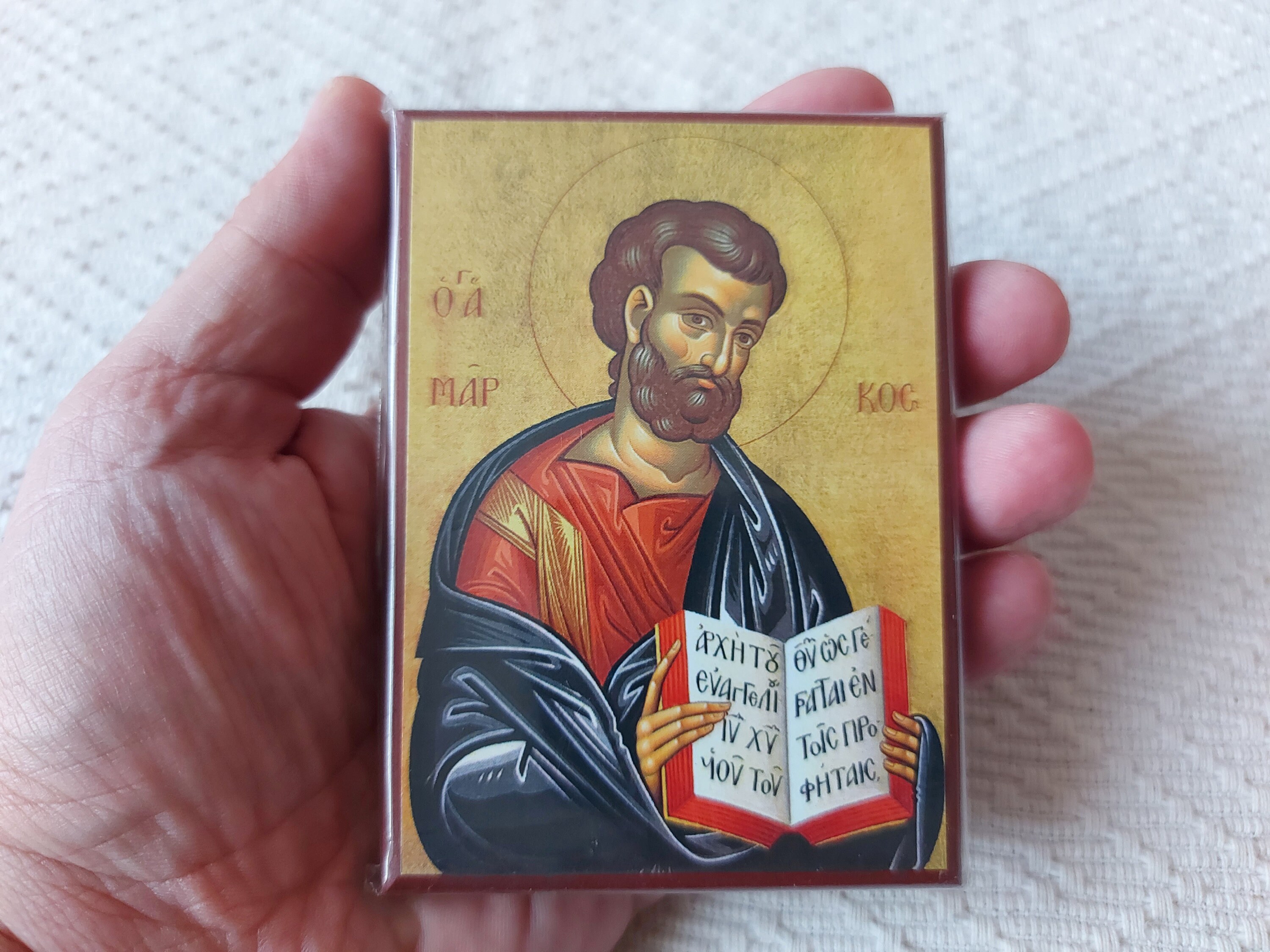 Handmade Serbian Orthodox Icon of Saint Mark the Evangelist 10.5cm X 7 ...