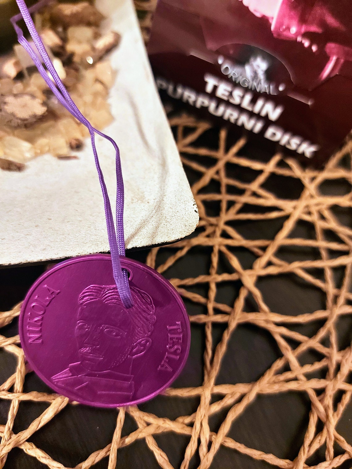 Original Nikola Tesla Purple Plate Disk Necklace Dimension R3cm - Etsy