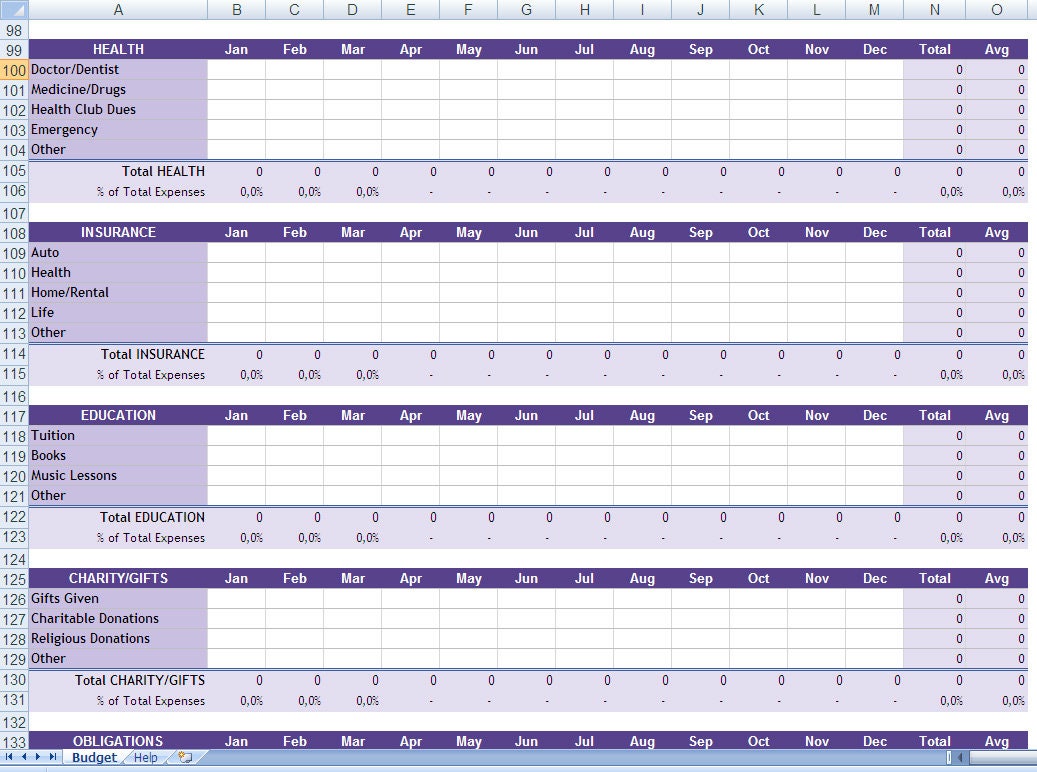 Family Budget Planner Microsoft Excel Template - Etsy