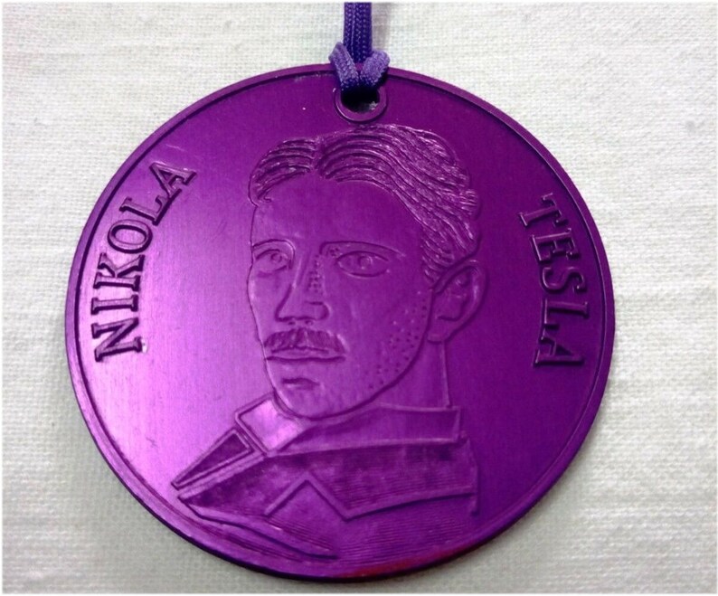 Original Nikola Tesla Purple Plate Disk Necklace Dimension - Etsy UK