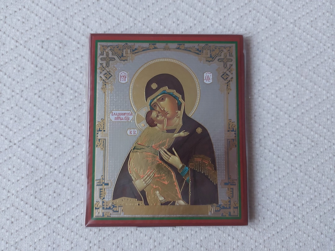Big Handmade Serbian Orthodox Icon of Vladimirska 19cm X 16cm 7.48in X ...