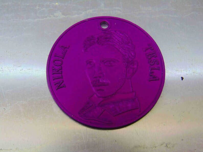 Original Nikola Tesla Purple Plate Disk Necklace Dimension - Etsy Finland