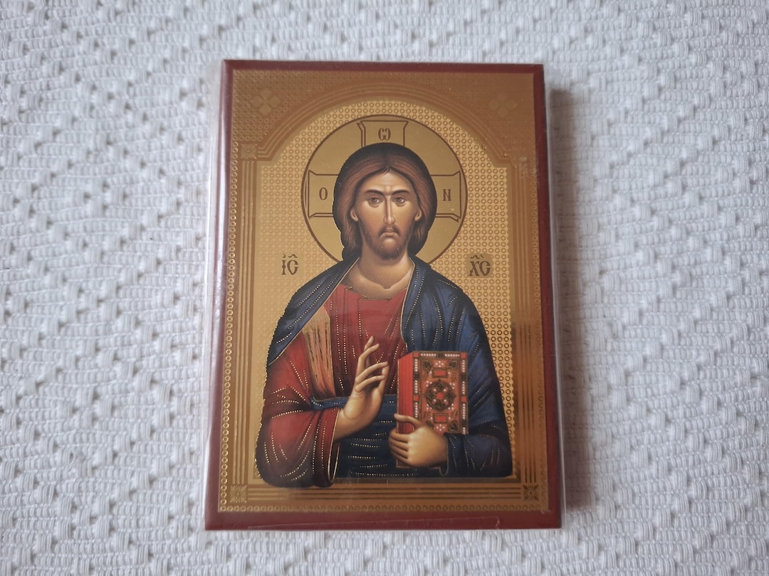 Handmade Serbian Orthodox Icon of Jesus Christ 10cm X 7cm (3.94in X 2 ...